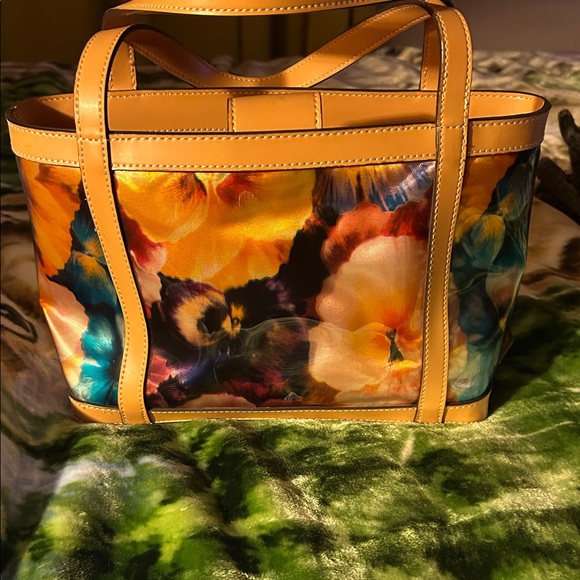 MX brand | Bags | Mx Brand Floral Leather Trim Tote | Poshmark